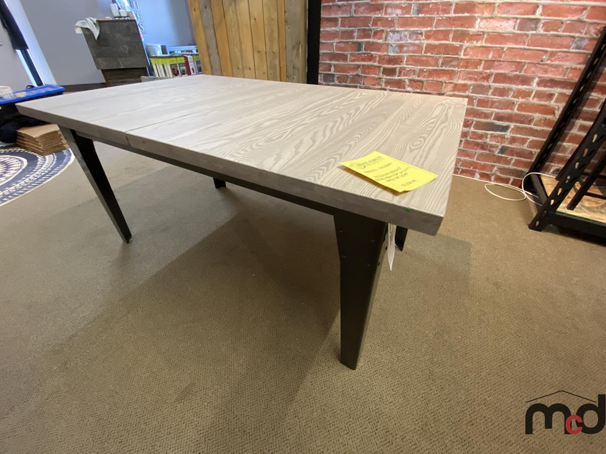 Amisco Solid Ash and Solid Metal Base Dining Table w/ Leaf (38"x61")